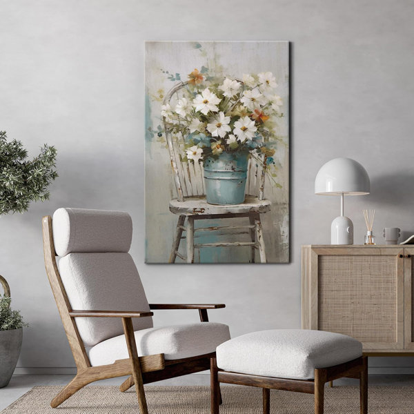 IDEA4WALL Vibrant Wildflower White Daisy Flower Modern French Country Floral Pictures Large ...